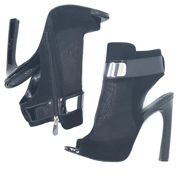 Guess | Shoes | Guess Sheer Panel Silver Plate Ankle Booties 75 | Poshmark